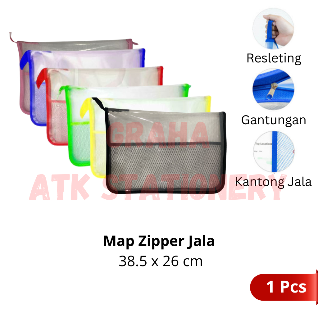 Jual [1 Pcs] Map Zipper Sleting Jala Folio F4 / Zipper Jaring Resleting ...