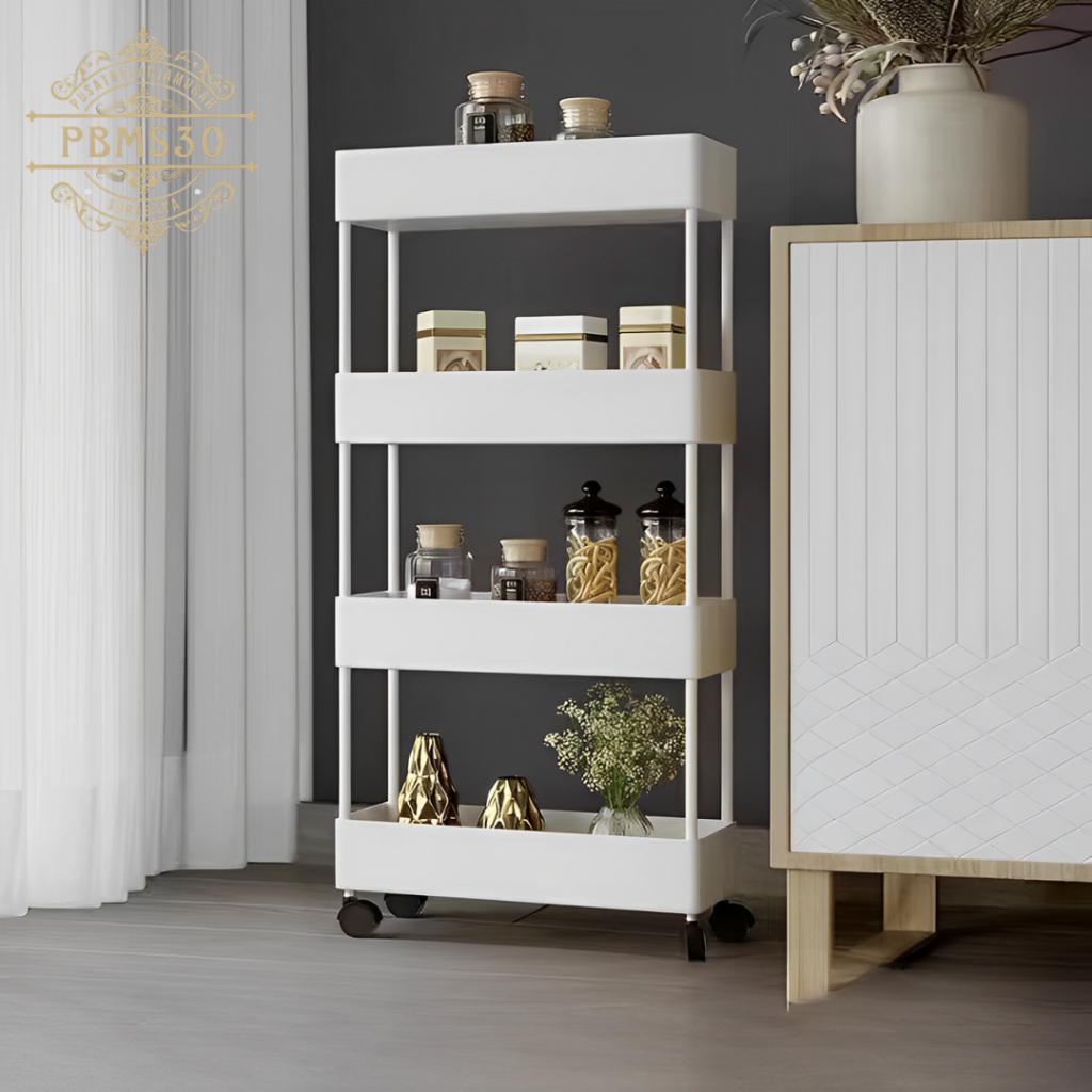 Jual Rak Roda Rak Troli 4 Tingkat Rak Kue Rak Dapur Square Rak Toilet ...