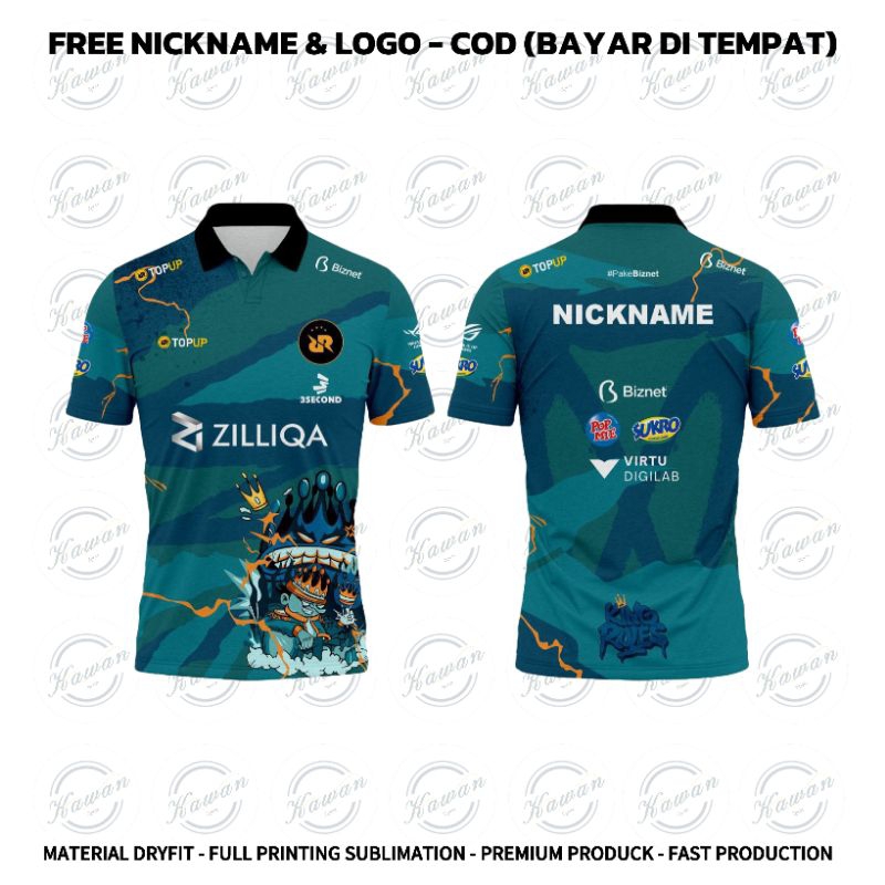 Jual JERSEY RRQ HIJAU TOSKA MPL S13 FULL PRINTING GRATIS PASANG NAMA ...