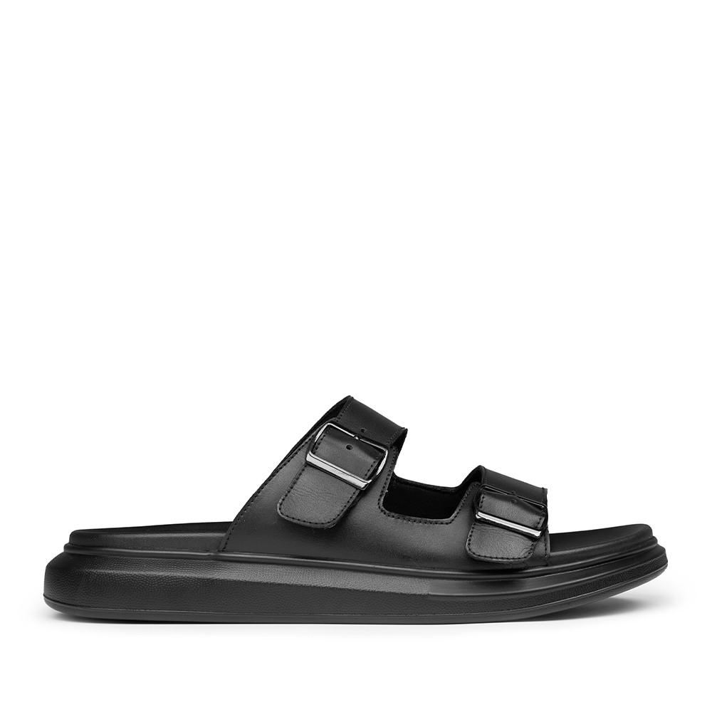 Jual Prabu - Tarra All Black Sandal Pria - Sendal Hitam | Shopee Indonesia