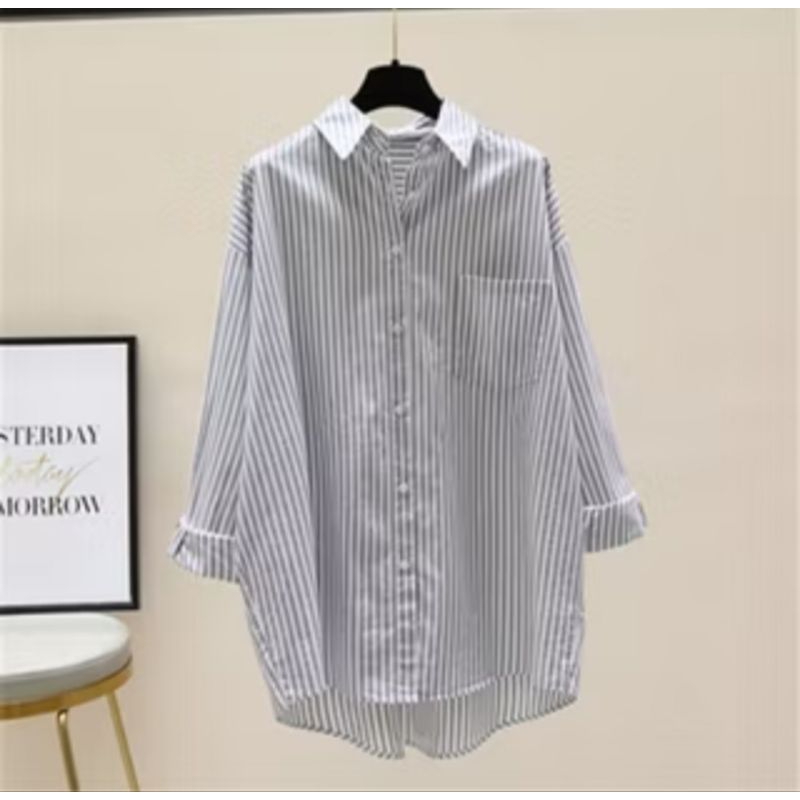 Jual KEMEJA SALUR WANITA DEWASA BAHAN KATUN SALUR//KEMEJA WANITA SUPER JUMBO//KEMEJA MOTIF SALUR ...