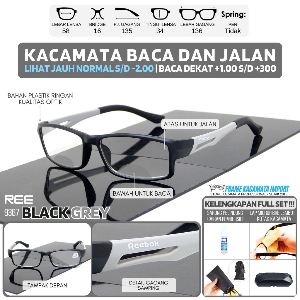 Jual Kacamata Baca Dan Jalan Double Fokus Lihat Jauh Dekat +100 s/d ...