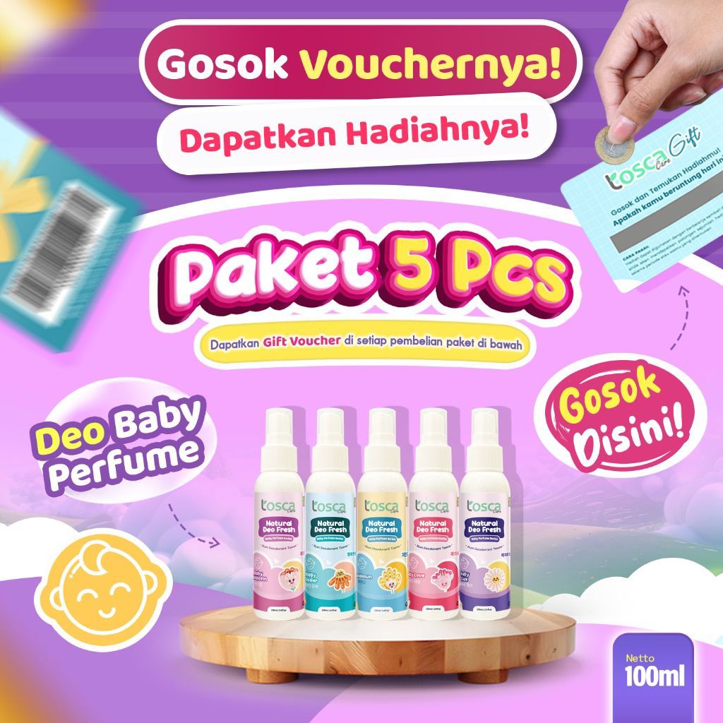 Jual PAKET 5 Botol TOSCA Natural Deodorant Spray Tawas 100ml Mencegah ...