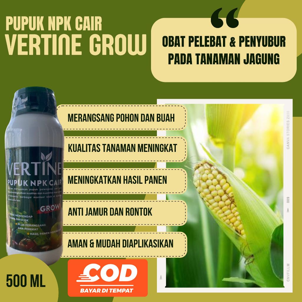 Jual Pelebat Buah Jagung Paling Ampuh - PUPUK NPK CAIR VERTINE GROW 500 ML - Menyuburkan Buah ...