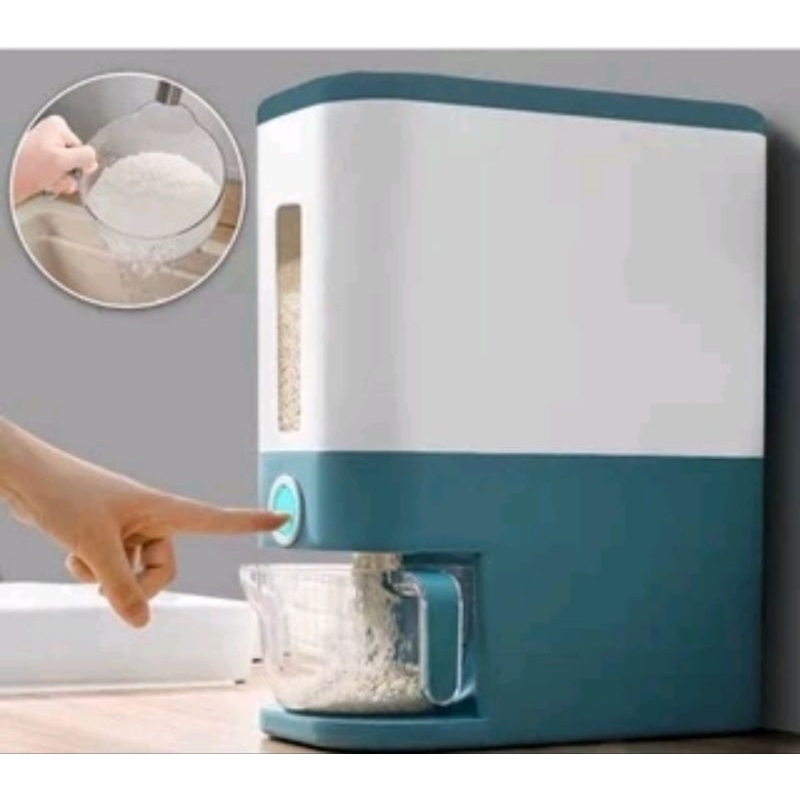 Jual Dispenser beras 10kg rice box otomatis wadah beras anti kutu ...