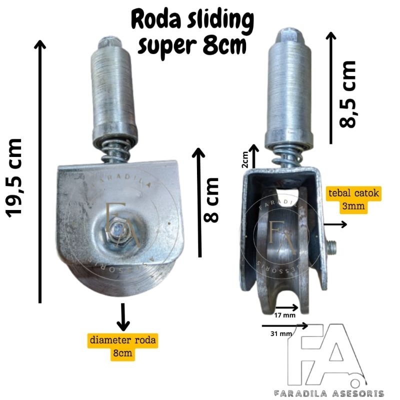 Jual Roda sliding ukuran 8 cm pintu pagar anti anjlog/roda pagar ...