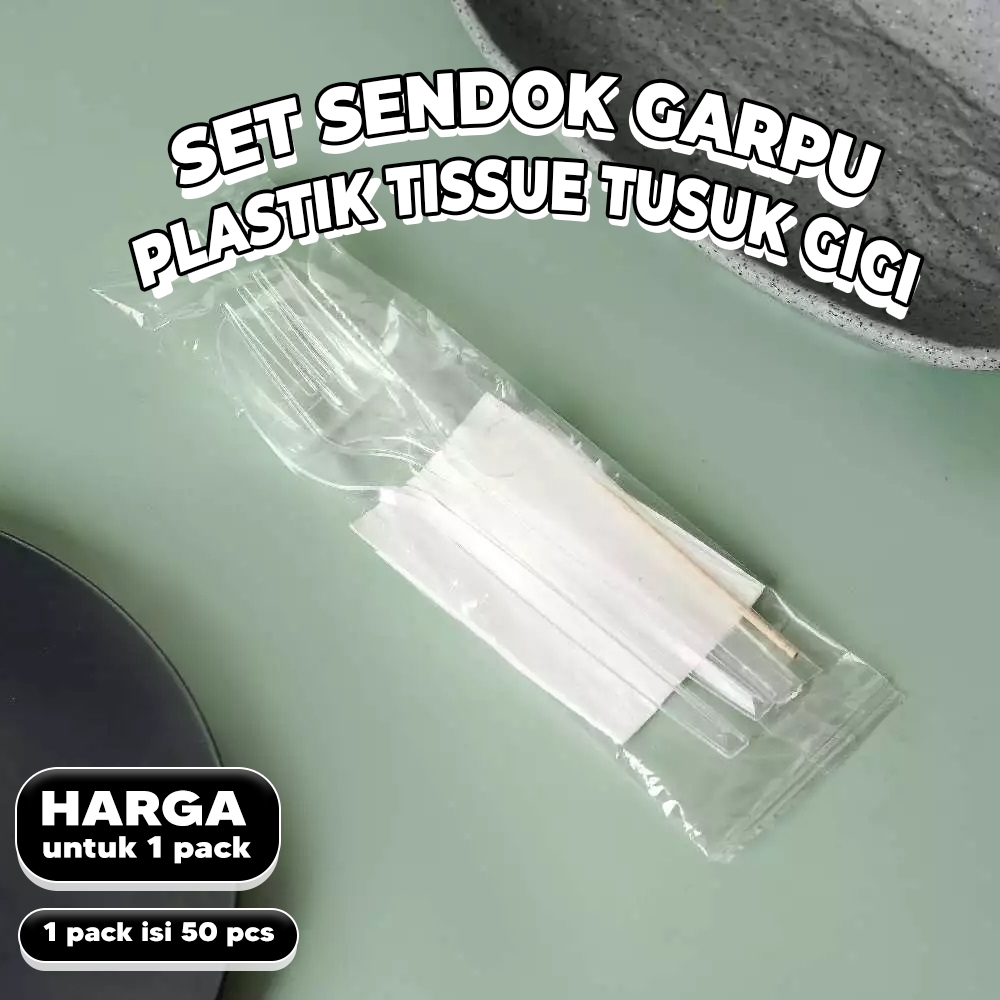 Jual Sendok Garpu Set Plastik Tisu Tusuk Gigi Higienis Steril Tebal ...