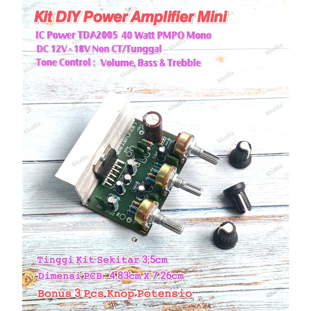 Jual DIY PCB Kit Modul Driver Power Amplifier Mini Mono 40W TDA2005 DC 12V - 18V Non CT Speaker ...