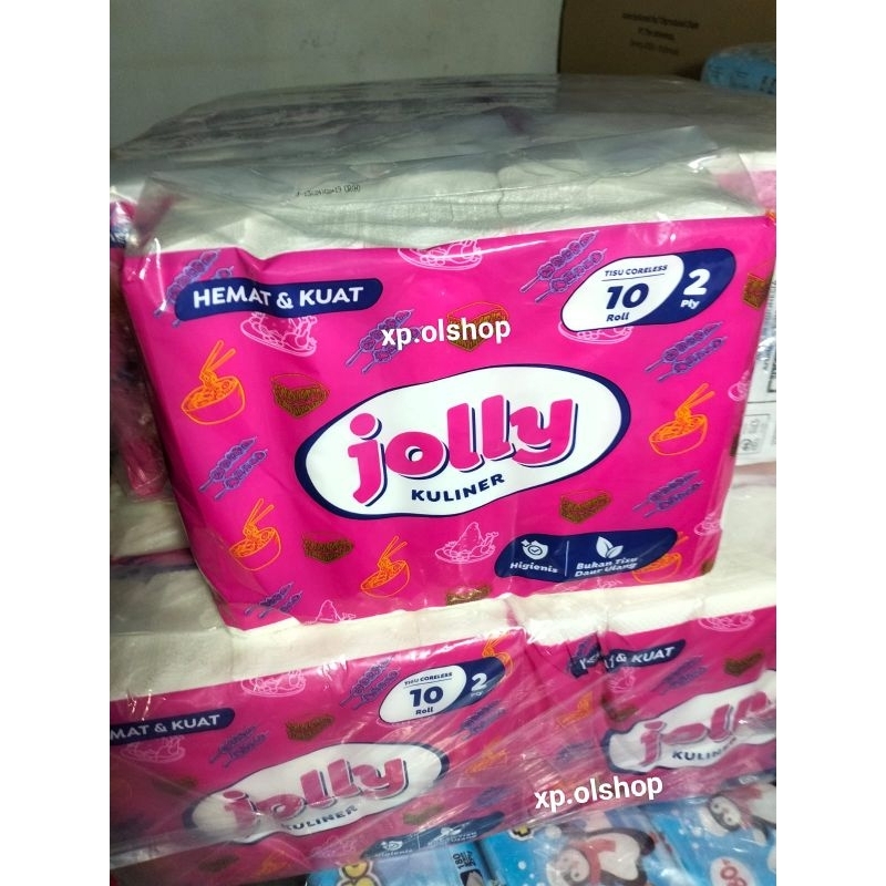 Jual [ 10ROLL ] TISU TISSUE JOLLY GULUNG KULINER CORELESS 2PLY ( HADIR ...