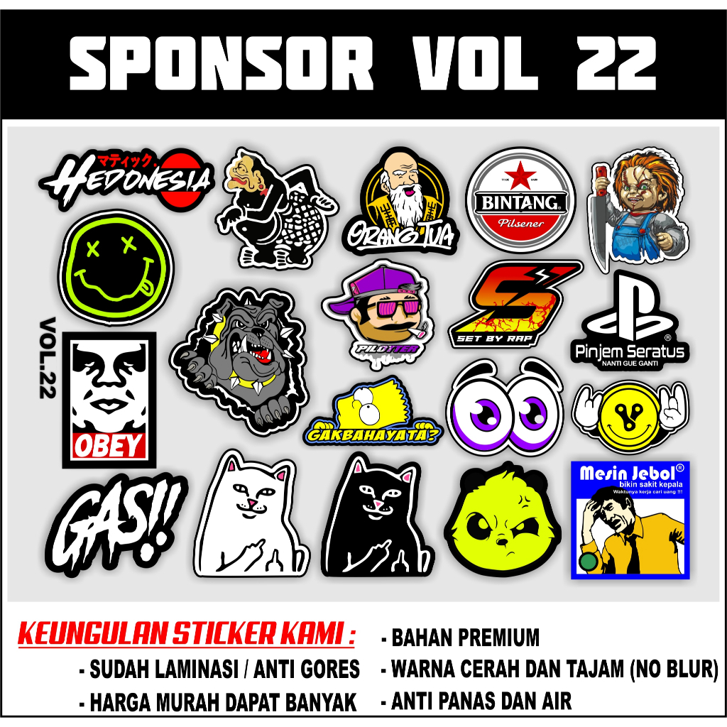 Jual Sticker Racing pack Stiker Sponsor Motor Kecil-kecil lembaran ...