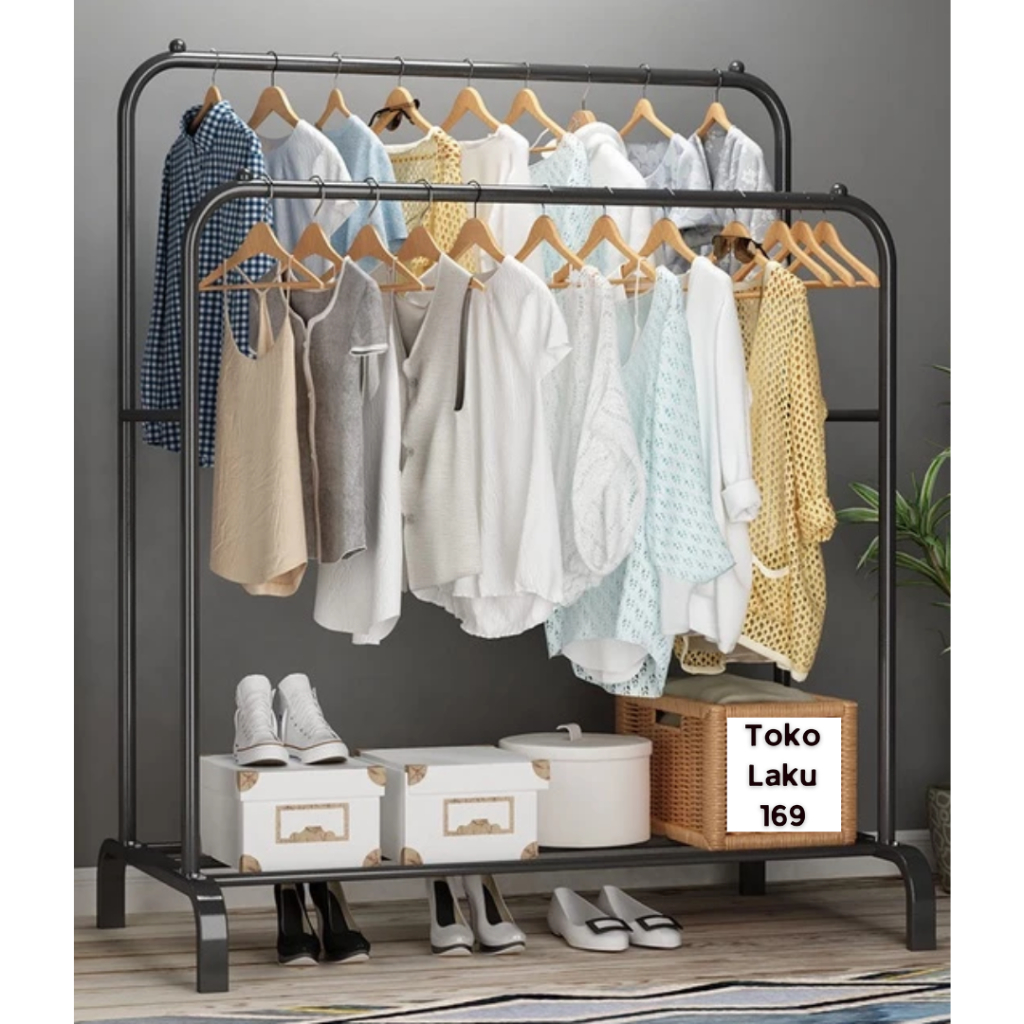 Jual Stand Hanger Double Gantungan Baju Besi / Gantungan Baju Besar ...