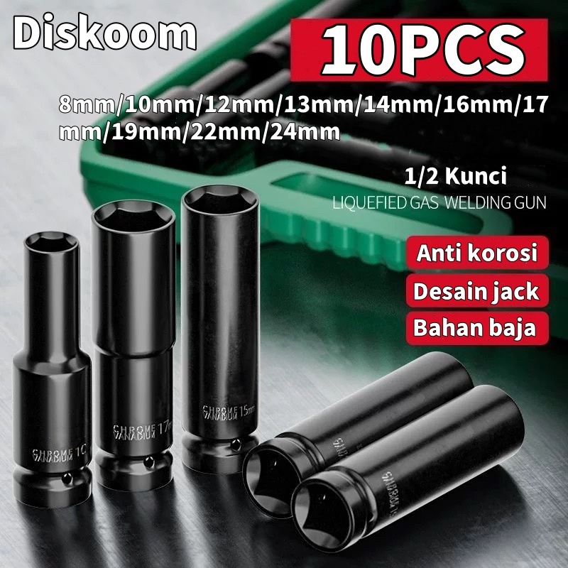 Jual Diskoom10PCS Set Mata Socket 1/2 Kunci Socket Ocket Tool 8mm ...