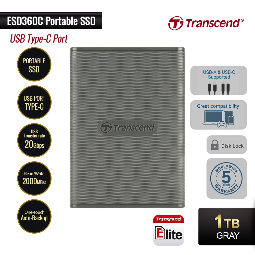 Jual Transcend ESD360C SSD Eksternal USB Port Type-C - 1TB | Shopee ...
