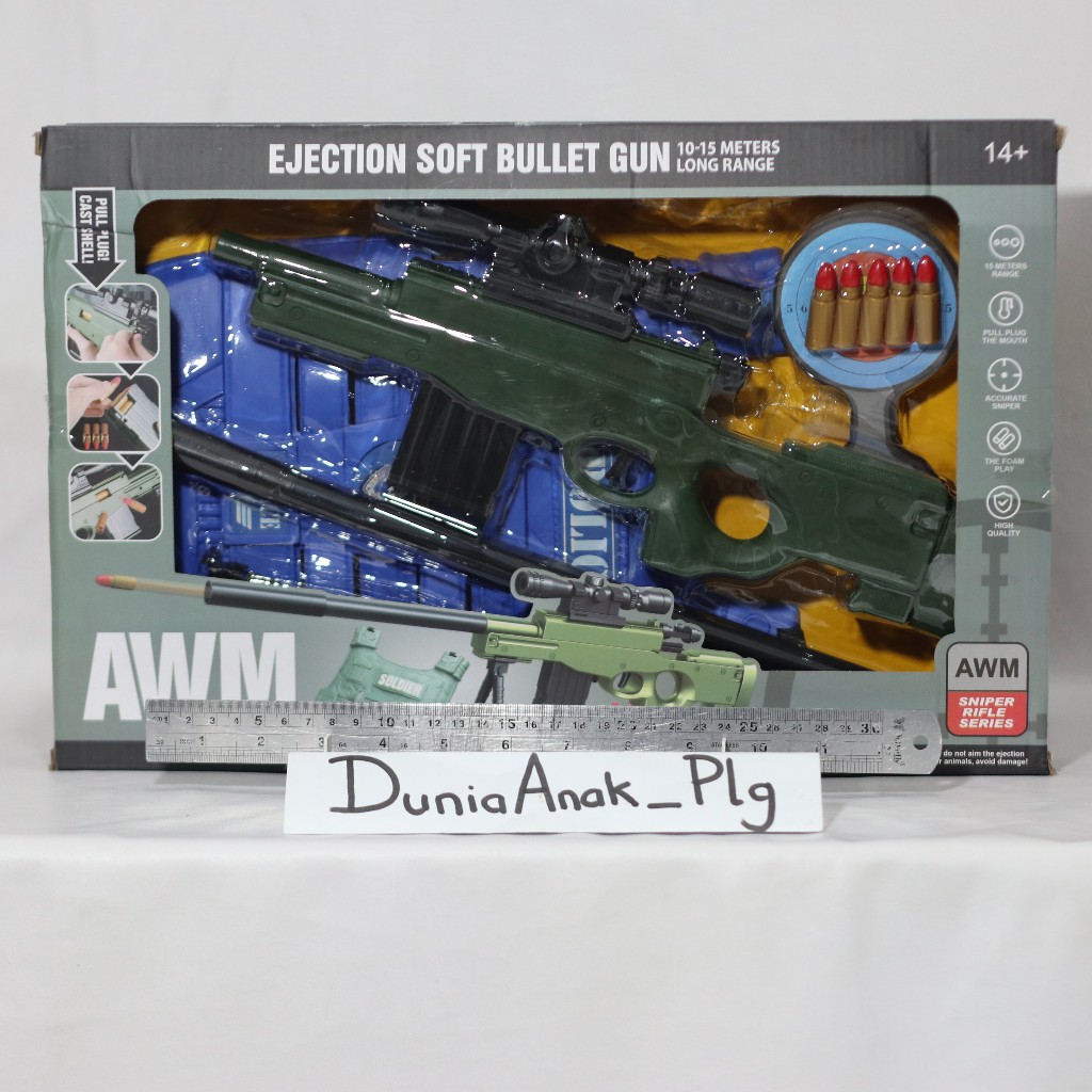 Jual BARRET GUN Mainan Tembakan Sniper Ejection Soft Bullet Gun + AWM ...