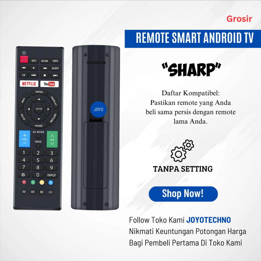 Jual Remote Remot Smart TV Sharp Aquos Android TV LCD LED GB275WJSA FOR LC-32SA4500I | Shopee ...