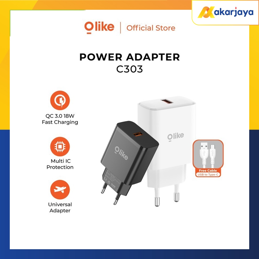Jual OLIKE C303 TURBO ADAPTER CHARGER TYPE C VOOC QUICK CHARGER 18WATT ...