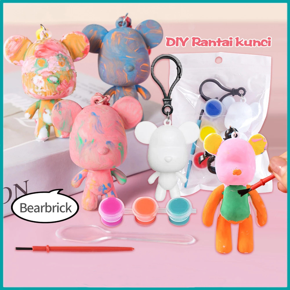Jual 6.5CM 8CM Gantungan Kunci Mini Beruang Dengan Cairan Bearbrick ...
