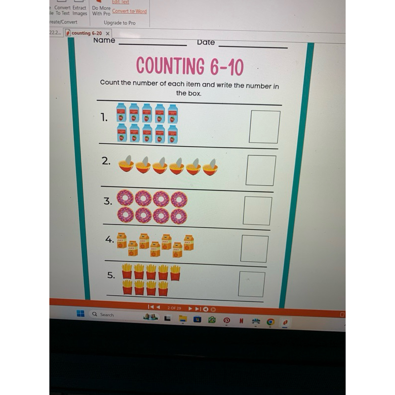 Jual LATIHAN SOAL TK / PAUD COUNTING 6-10 29 LEMBAR | Shopee Indonesia