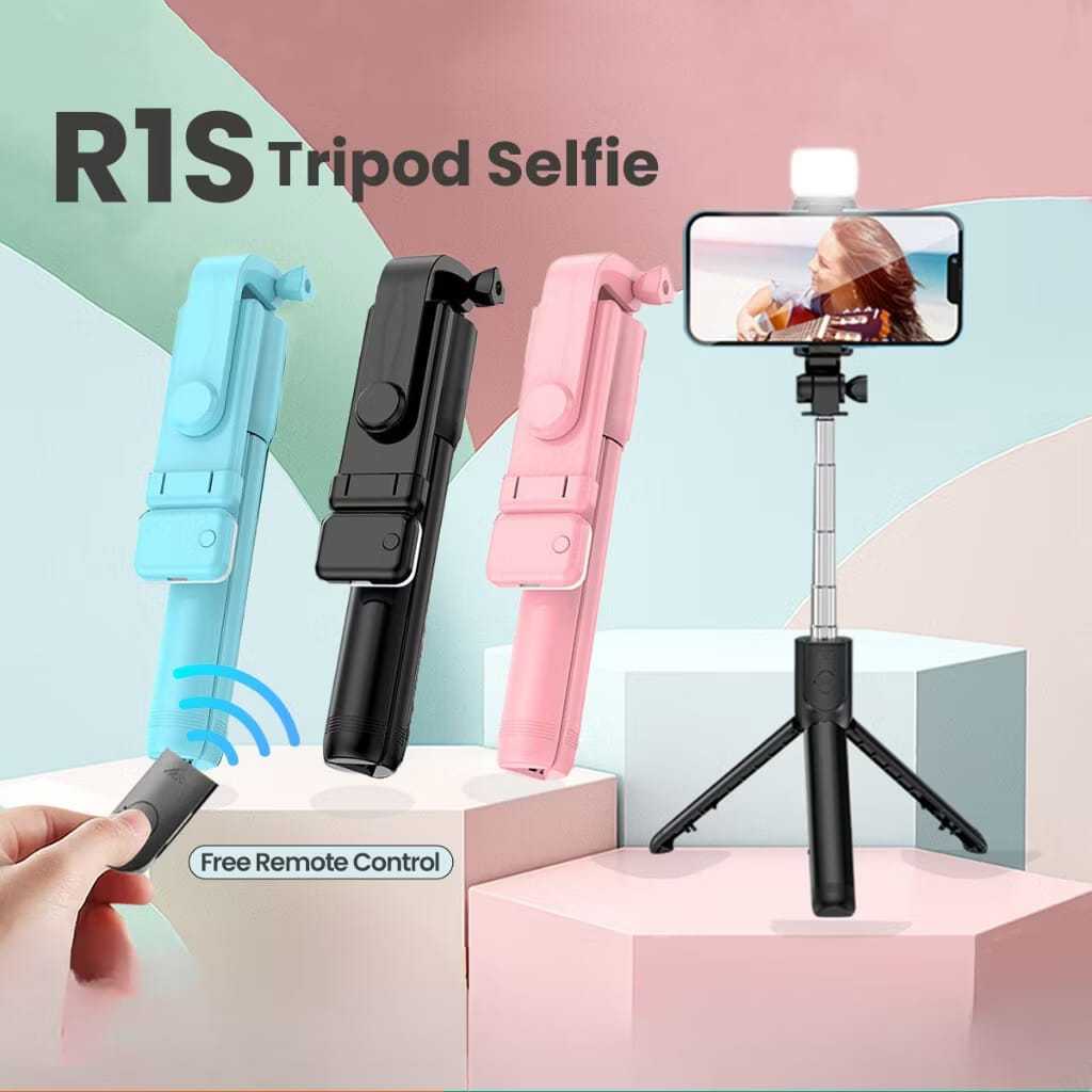 Jual tongsis lampu R1S tongsis tripod LED tongsis remot bluetooth ...