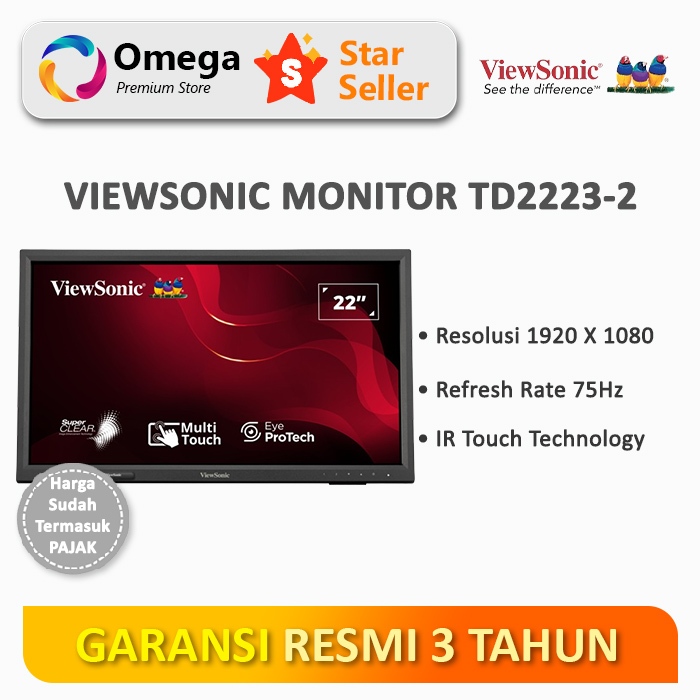 Jual Monitor Touchscreen Viewsonic TD2223-2 22" | Shopee Indonesia