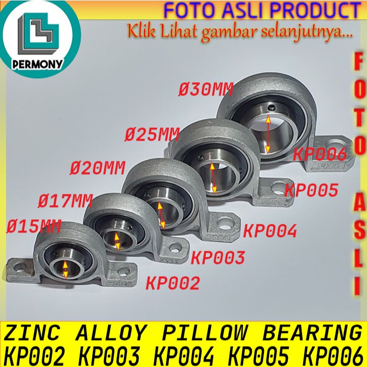 Jual KP002 KP003 KP004 KP005 KP006 KP007 Pillow Bearing Zink Alloy ...