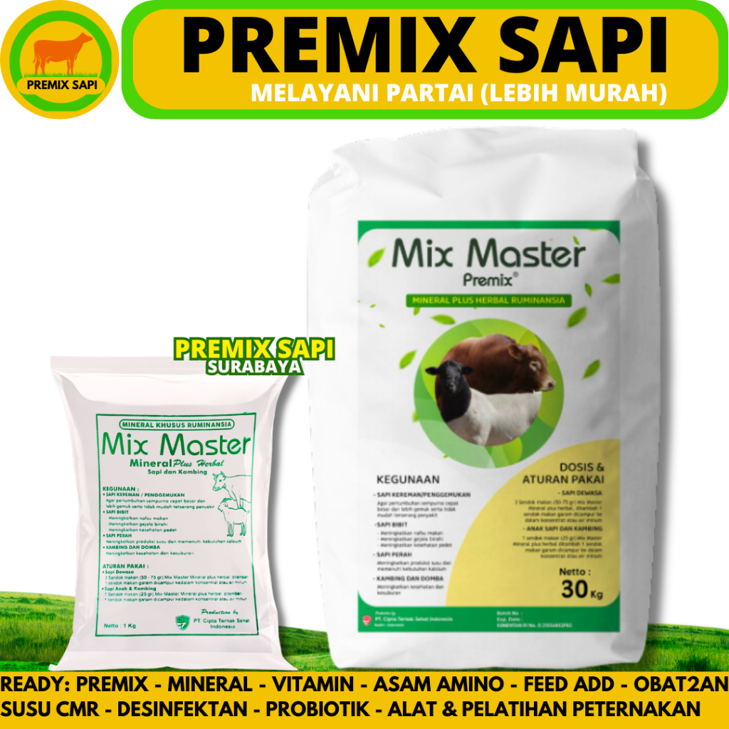 Jual MIX MASTER MINERAL PLUS HERBAL 30KG (1 SAK) - Premix Mineral ...
