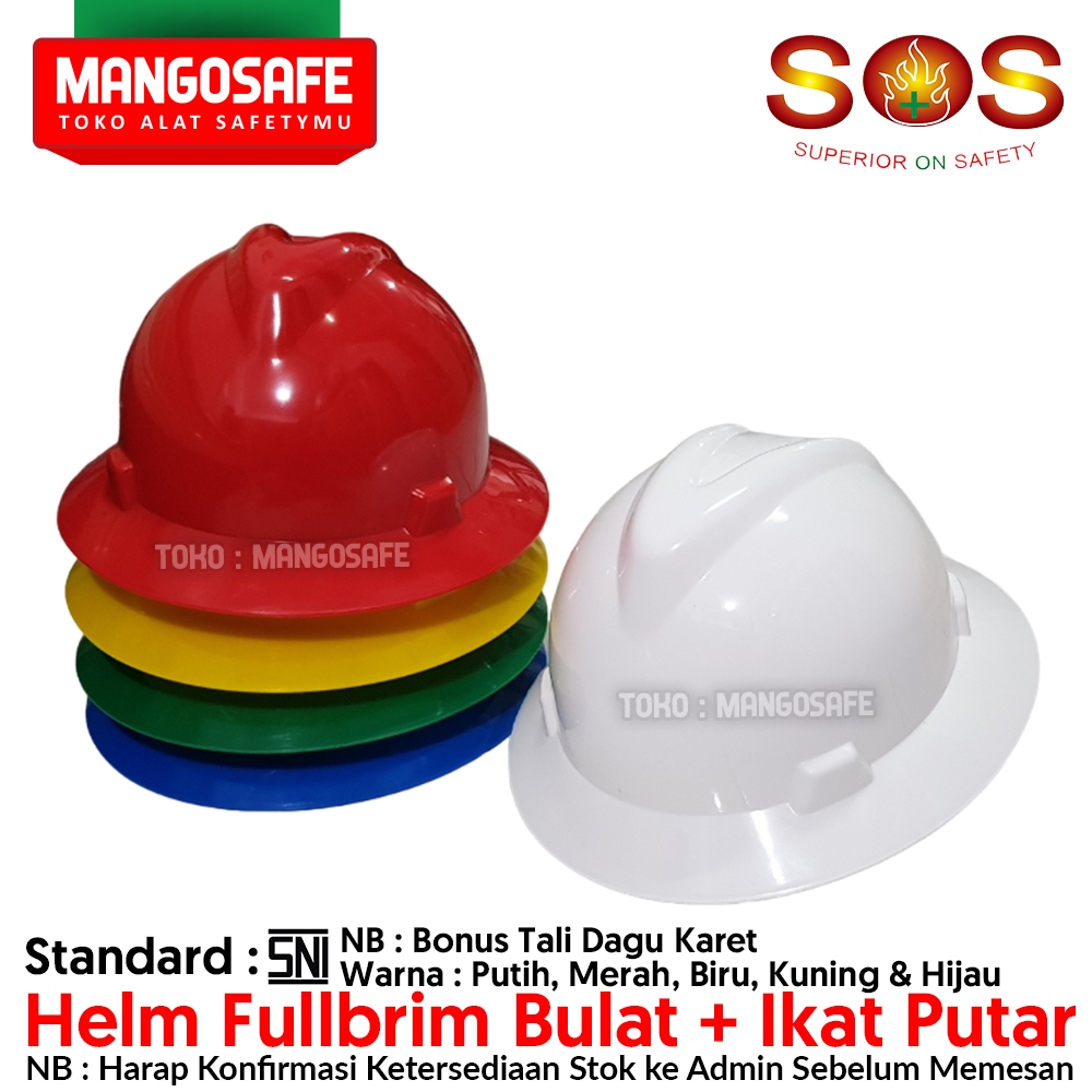 Jual Helm Safety Proyek Full Brim Murah Warna Putih Merah Kuning Biru ...