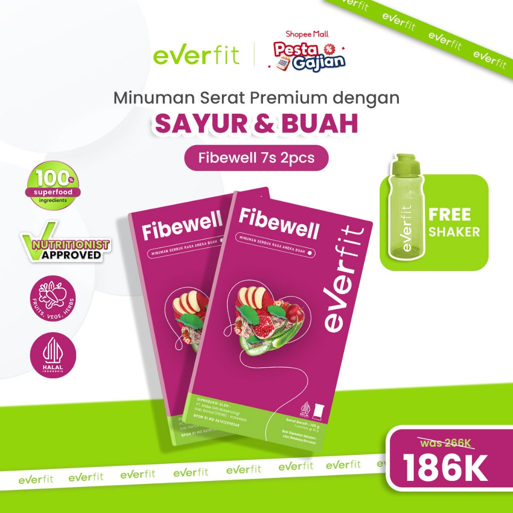 Jual Everfit [Twinpack] Fibewell Minuman Fiber Aneka Buah isi 7s ...