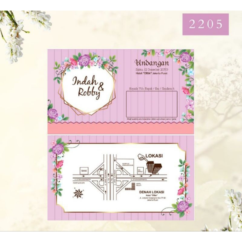 Jual KARTU UNDANGAN PERNIKAHAN ERBA 2205+CETAK ISI TEXT FREE PLASTIK ...