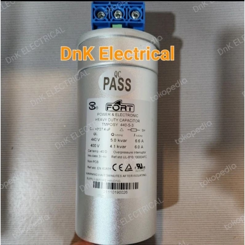 Jual Kapasitor/Capasitor/Capacitor 5kvar/5 kvar 440V Merk FORT | Shopee Indonesia