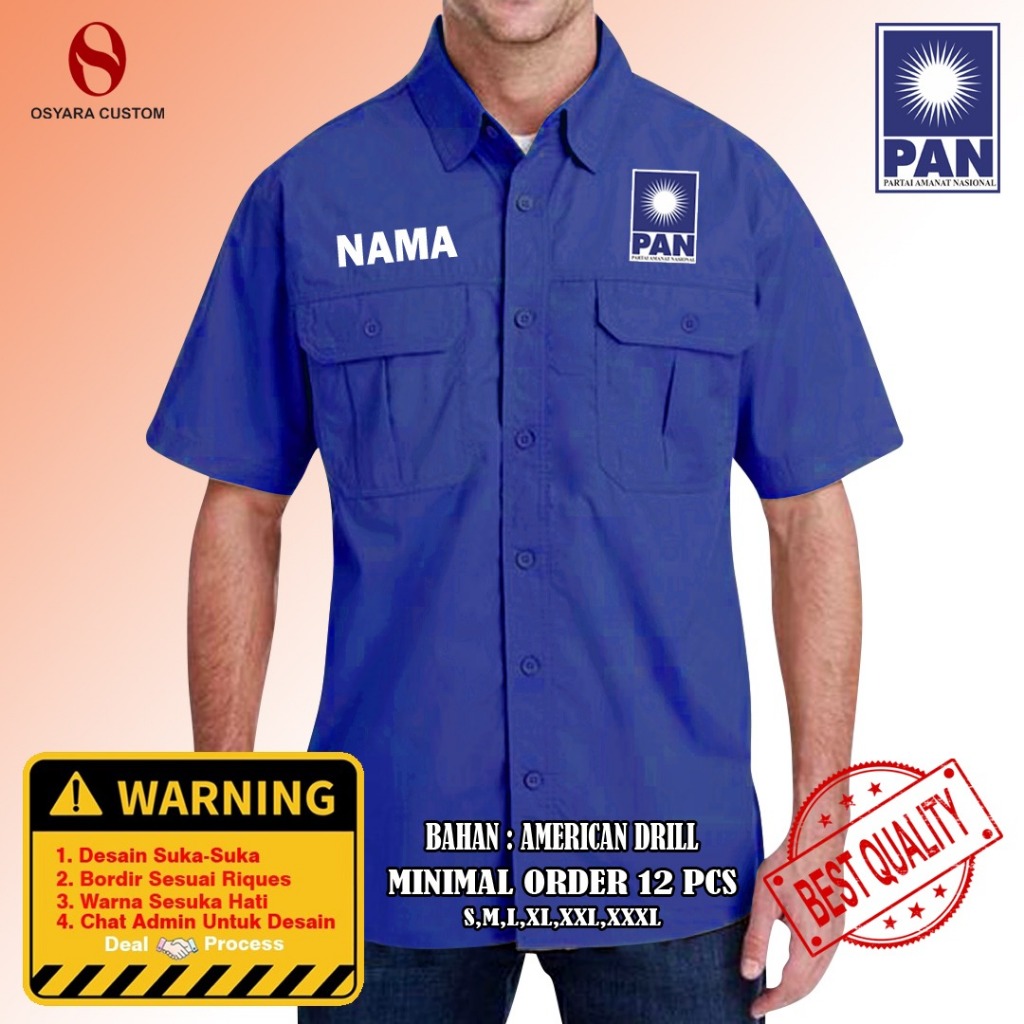 Jual Kemeja Partai PAN (Partai Amanat Nasional) / Kemeja PDL Partai PAN ...