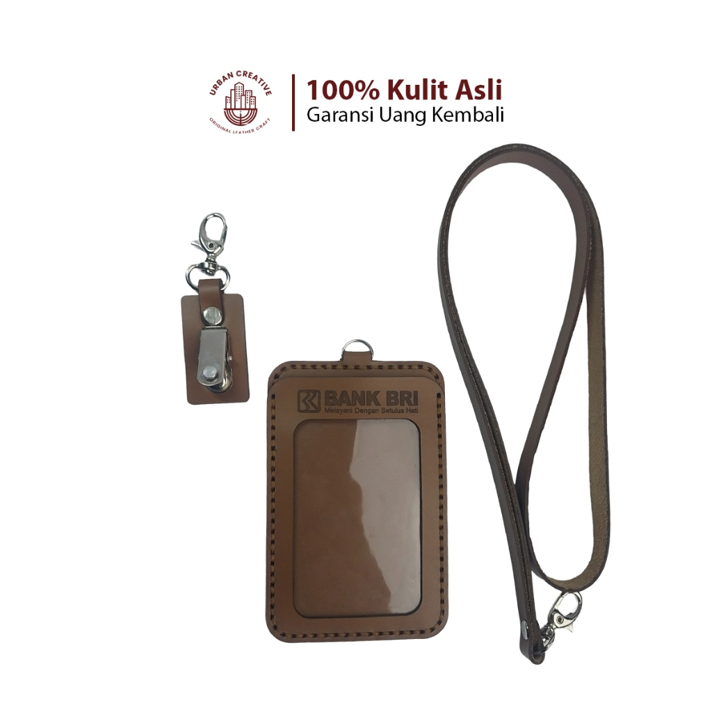 Jual URBAN CREATIVE Name Tag ID Card Holder Lanyard Kulit Sapi Asli ...