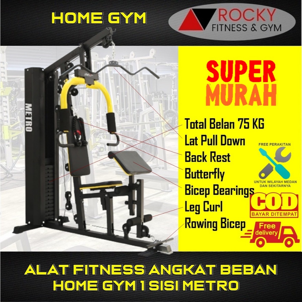 Jual Home Gym 1 Sisi Metro Beban 75 Kg/Alat Gym Angkat Beban/Alat ...