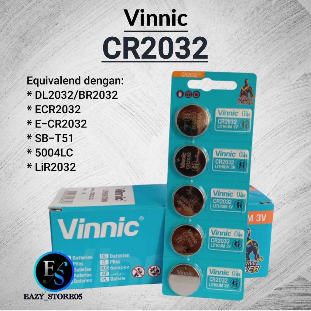 Jual Baterai Vinnic CR2032 Original Lithium Battery 3 Volt Batre CR 2032 3V Batrai CMOS ...