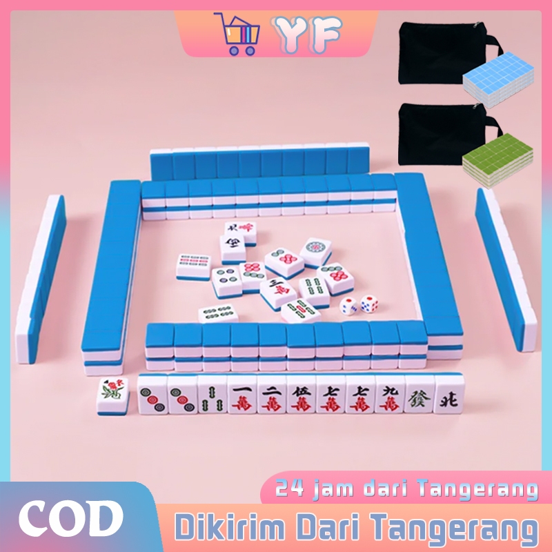 Jual Mahjong Set Mini Portable Mahyong Game Mahjong China | Shopee ...
