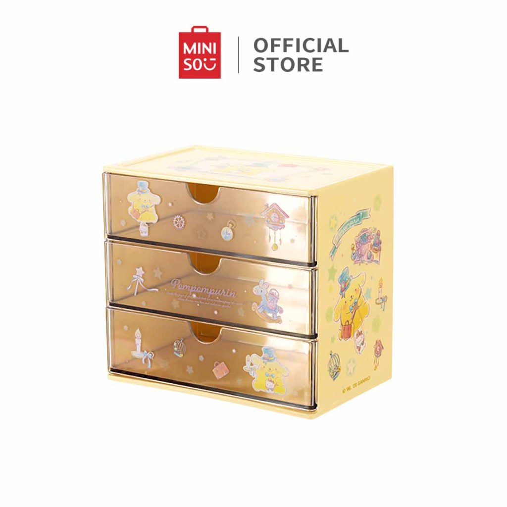 Jual Miniso x Sanrio Kotak Penyimpanan Desktop Drawer Organizer Tiga ...