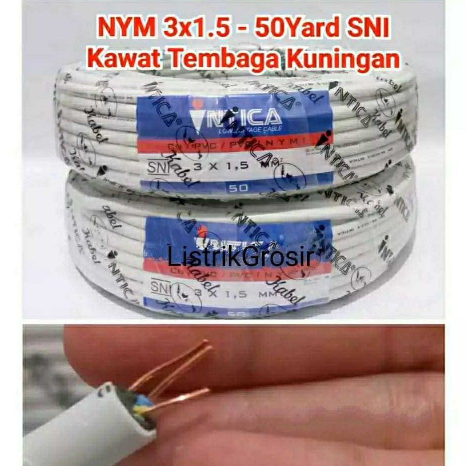 Jual Kabel Listrik Kawat Engkel Tembaga INTICA Nym 3X1.5 3X1,5 50y Standart SNI PLN INTICA ...