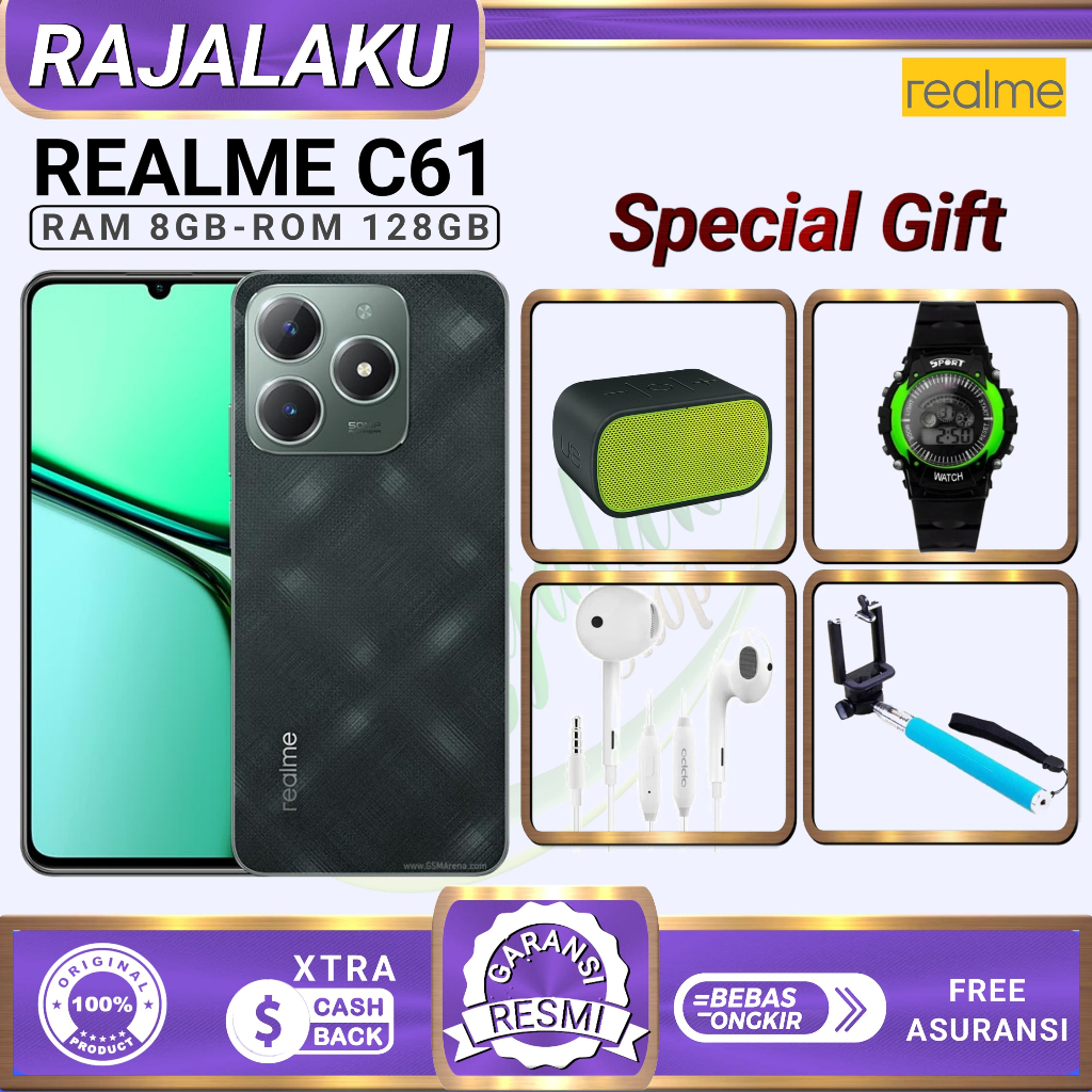 Jual REALME C61 RAM 8GB ROM 128GB GARANSI RESMI INDONESIA | Shopee Indonesia