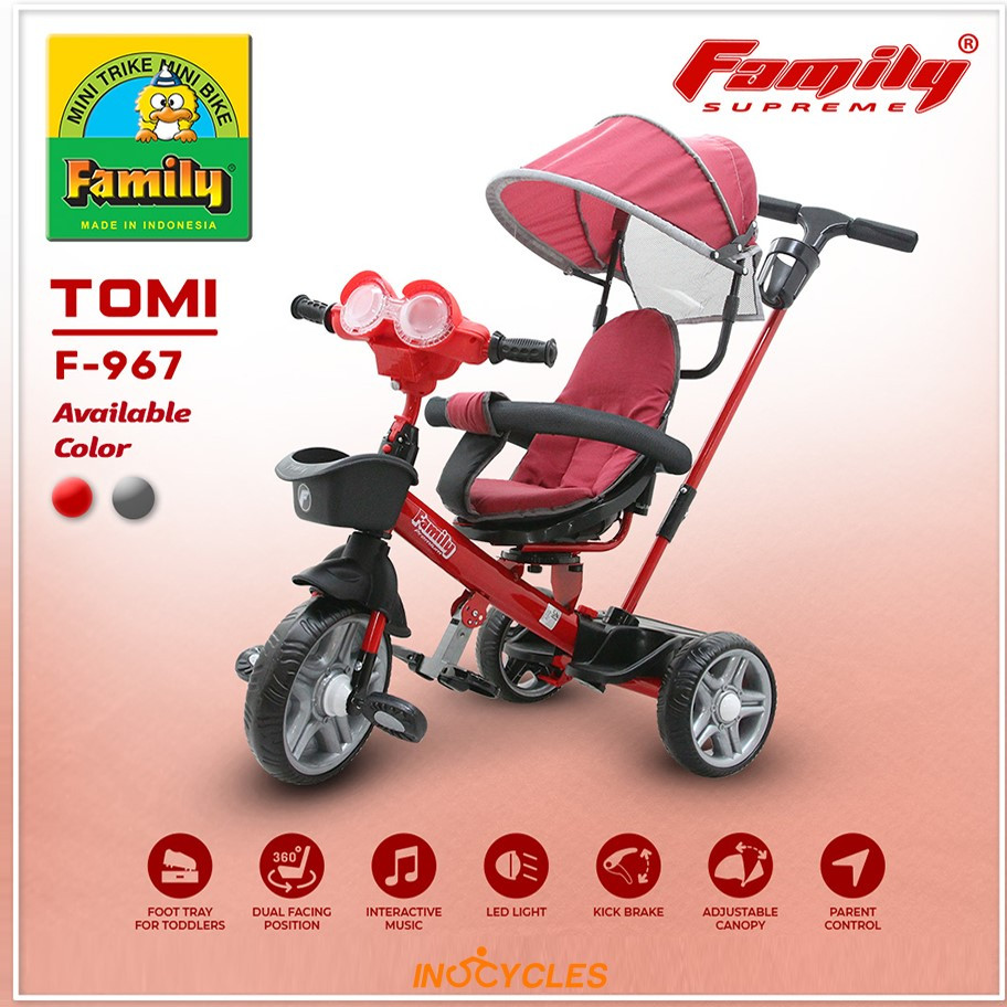Jual FAMILY TOMI F-967 Sepeda Anak Roda Tiga Tricycle Stroller | Shopee ...