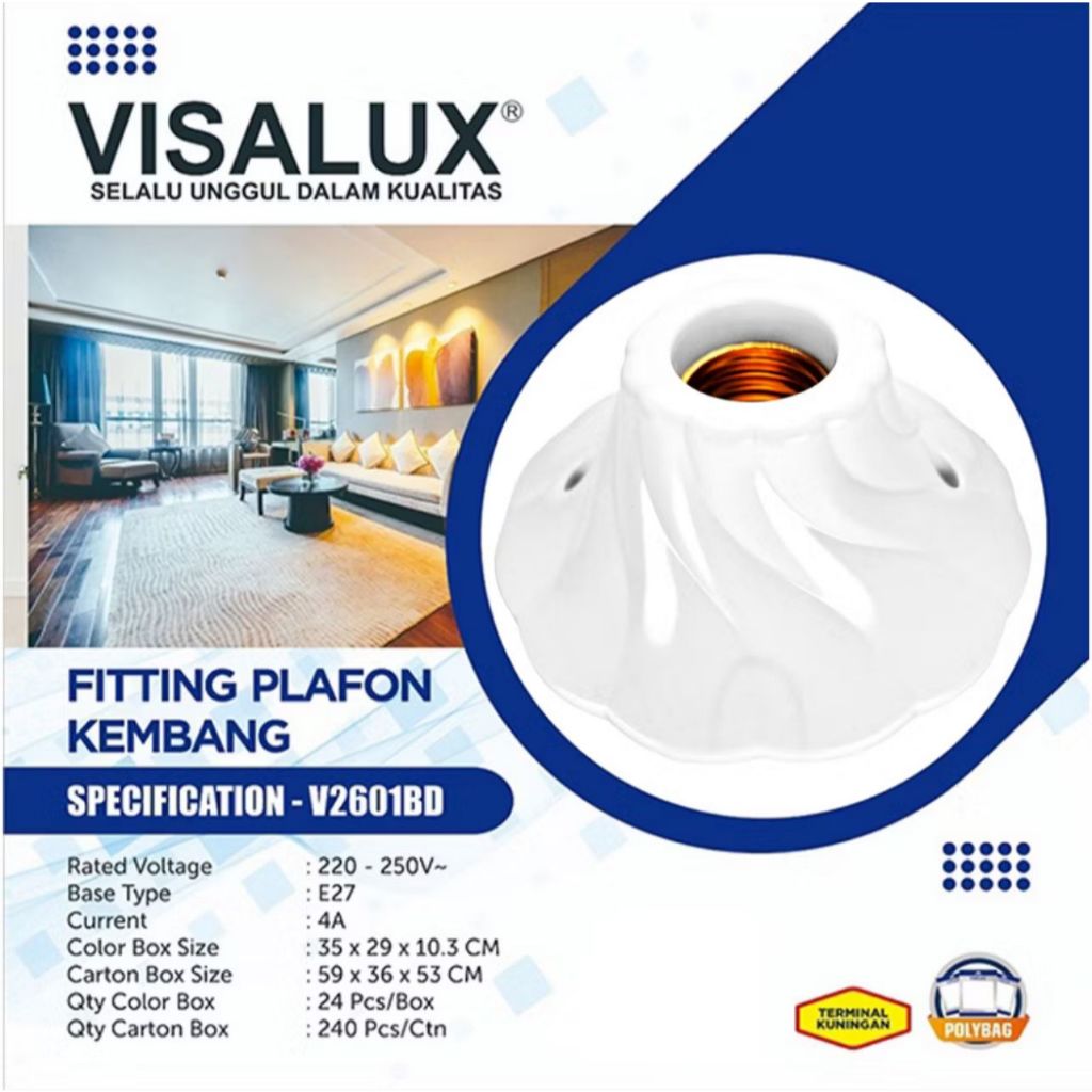 Jual FITTING PLAFON VISALUX MODEL KEMBANG V2601BD | Shopee Indonesia