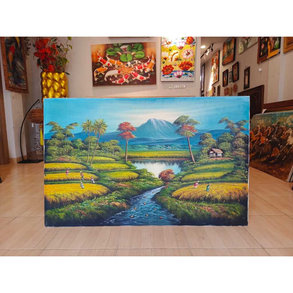Jual HIASAN DINDING LUKISAN SAWAH ESTETIK UK 135X85CM | Shopee Indonesia