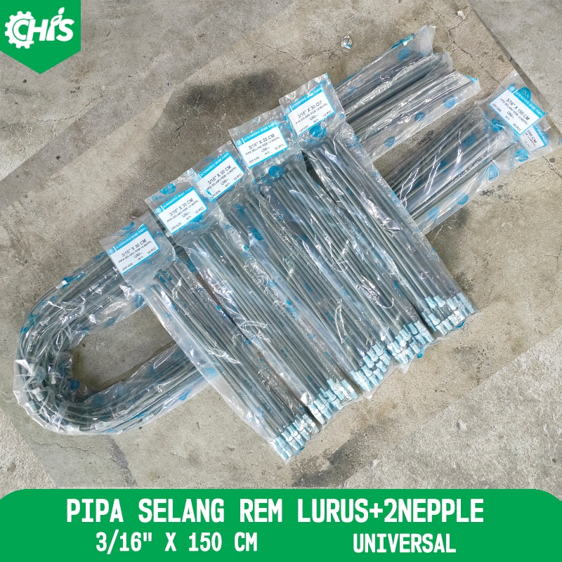 Jual Pipa selang rem besi lurus 3/16" + 2 nepel kunci 10 diameter 5 mm ...
