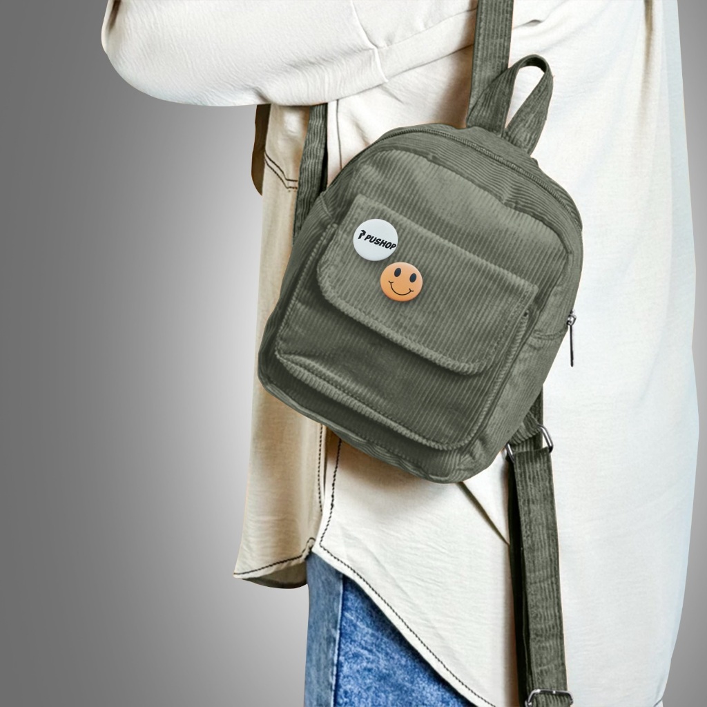 Jual PUSHOP - Ransel Mini Pria Wanita Tas Unisex Corduroy Videl Hotshop ...