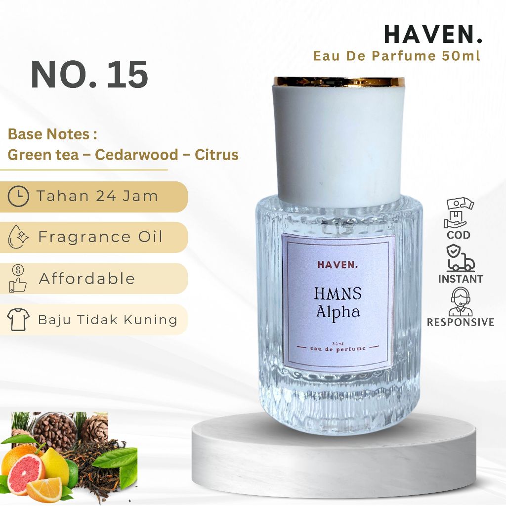 Jual Haven Parfum HMNS ALPHA 50 ml — Parfum Cowok Tahan Lama Dan Wangi ...