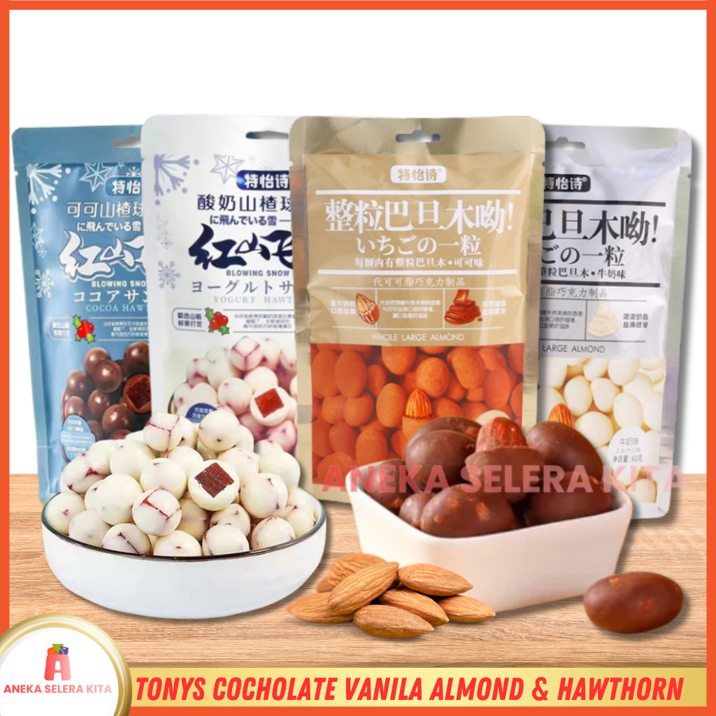 Jual ANEKA Cemilan Coklat Tonys Vanila Chocolate Almond & Hawthorn ...