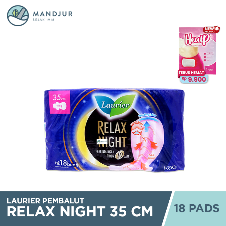 Jual Laurier Relax Night Wing 35cm 18 Pads - Pembalut Malam Wings 35 Cm ...