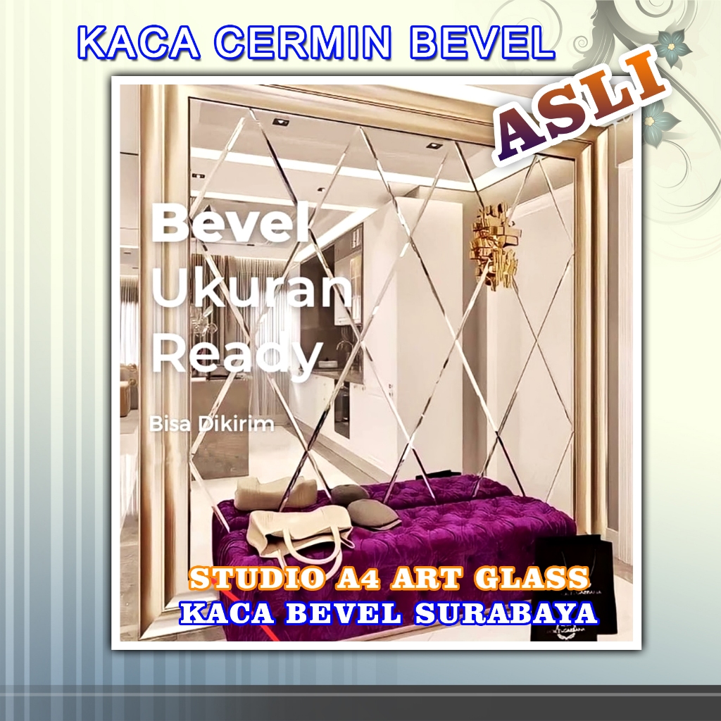 Jual TINGGI 108 CM LEBAR 150 CM 3 MM 1 CM CERMIN BEVEL WAJIK & SEGITIGA ...