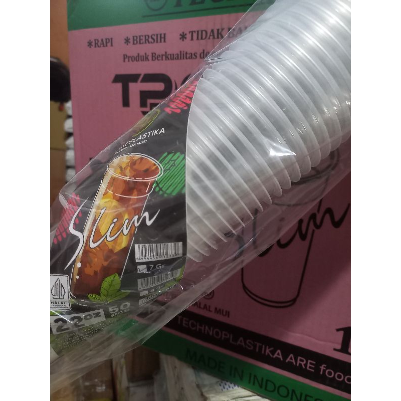 Jual Gelas plastik Slim 22 oz TP CUP 1 roll isi 50 pcs, 22oz Lolipop ...
