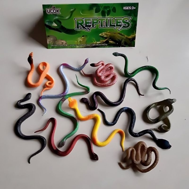 Jual Mainan Hewan Ular Karet Set Miniatur Figure Binatang Reptil ...