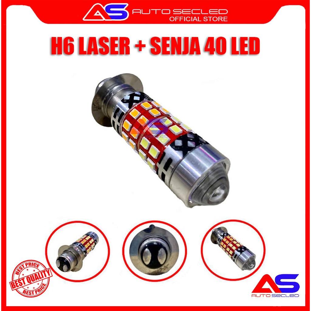 Jual LAMPU LED H6 LASER PLUS SENJA 40 LED 2 WARNA | LAMPU UTAMA H6 LASER HI LOW AC DC UNIVERSAL ...
